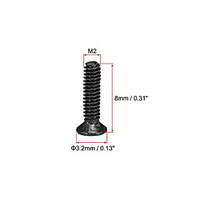 uxcell M2 x 8mm Phillips Screws Fastener Black for Laptop PC TV Fan Switch 500pcs