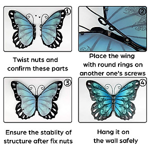 Tfro & Cile Metal Turtle Wall Decor Bathroom Glass Art Iron Sculpture Outdoor Blue Hanging Decoration for Home Bedroom Garden Patio Porch or Fence