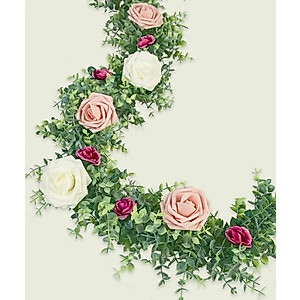 3 Pack Eucalyptus Garland Spring Artificial Greenery Garland 17.7 Ft Fake Vines Hanging Plants Faux Wedding Backdrop Arch Wall Greenery Decor for Home Wedding Party Mantle Table Decor