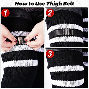 LOUSGUTA Plus Size Thigh High Socks for Thick Thighs- Extra Long Women Striped Cable Knitted Over Knee High Stockings Leg Warmer