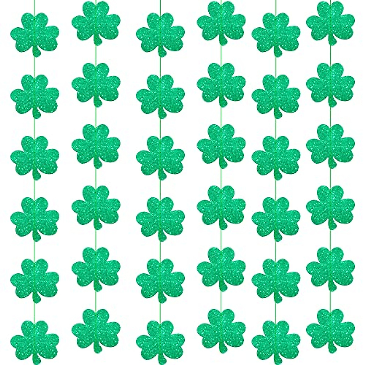 KatchOn, Glitter St Patricks Day Shamrock Garland - 6 Strings, No DIY | St Patricks Day Banner, St Patricks Day Decorations | Clover Garland Banner, St Patricks Day Garland, St Paddys Day Decorations