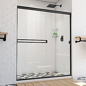 DreamLine Alliance Pro BG 56-60 in. W x 70 3/8 in. H Semi-Frameless Sliding Shower Door in Matte Black and Clear Glass