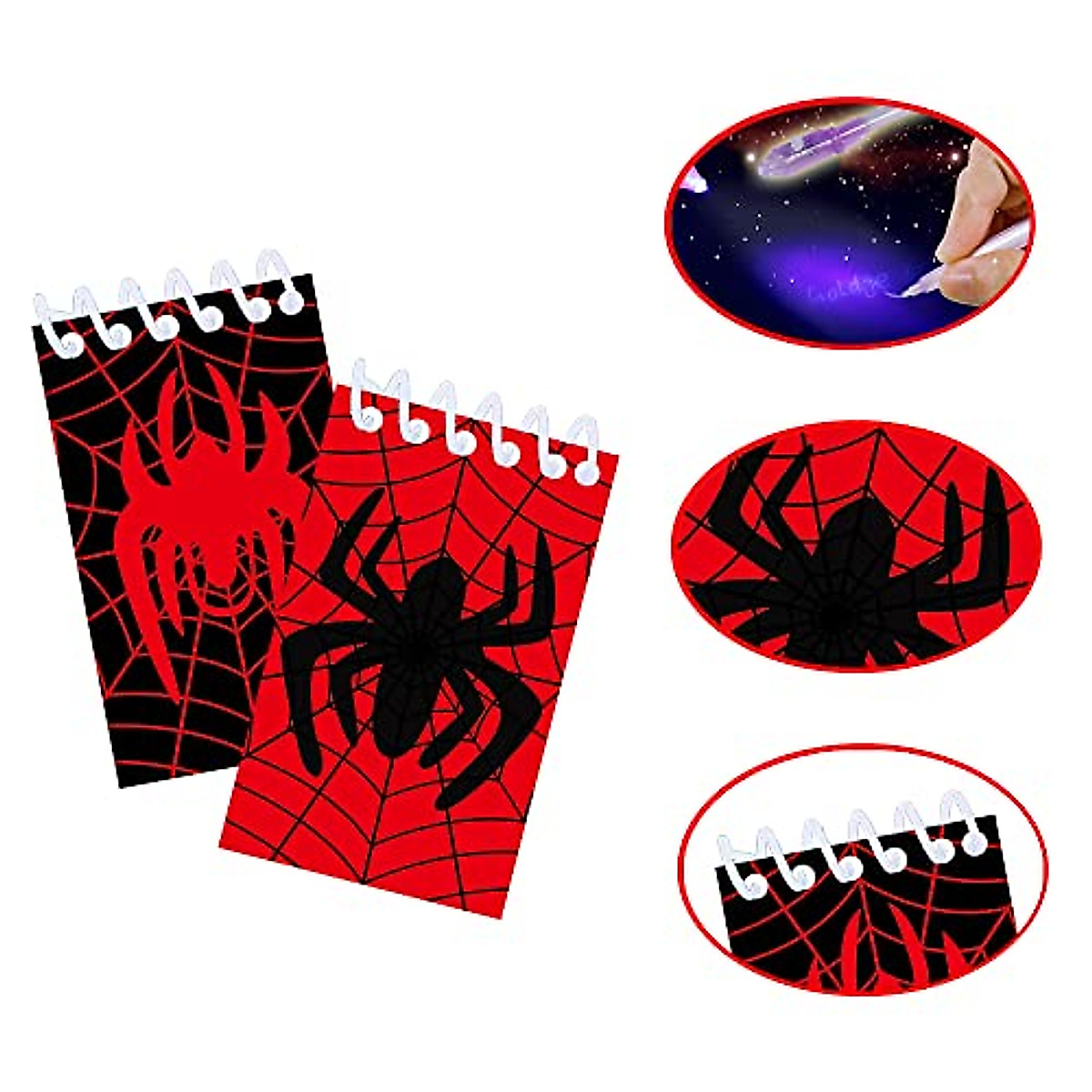 Jiaoohoo Spider Hero Party Favors | Set of 12 Invisible Ink Pen and Mini Notepads | Goodie Bag Stuffers for Superhero Game Party, Gifts, Classroom Prizes