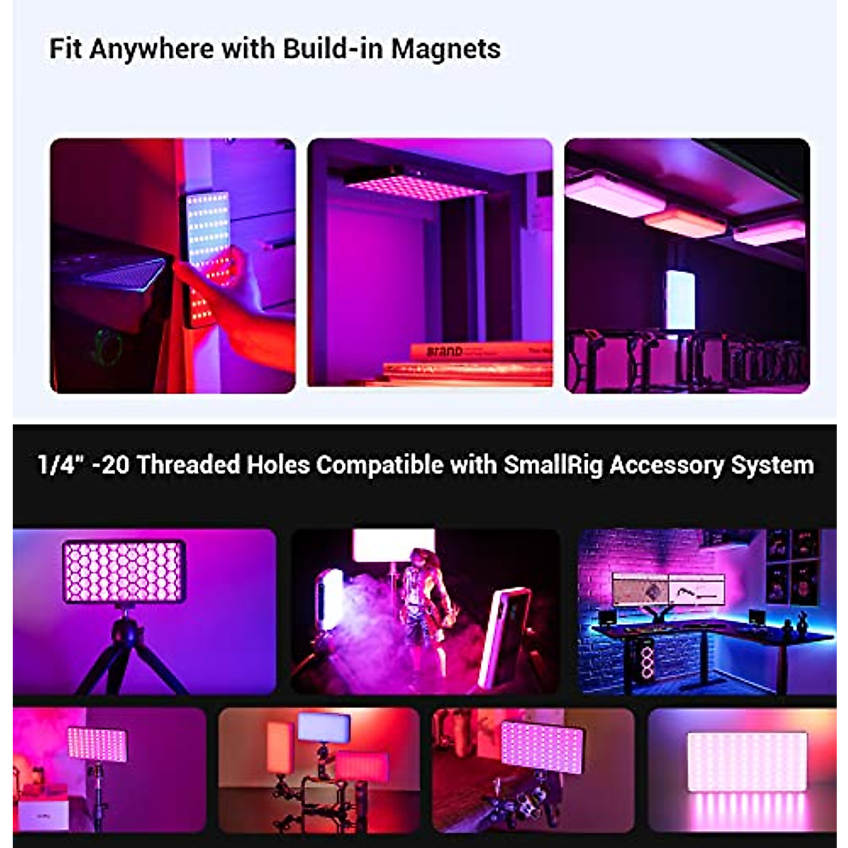 SmallRig Pix M160 RGB Video Light, 12W RGBWW LED Camera Light Panel, 360° Full Color Portable Light for Photography, 3800mh Battery, CRI 95+,TLCI 98, for Vlogging, Photo, Video, Aluminum Body – 3157