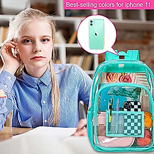 AGSDON Clear Backpack, Heavy Duty Transparent Bookbag, See Through PVC Backpacks for Men - Green