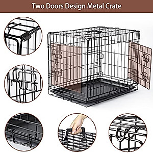 DONORO Dog Crates for Small Size Dogs Indoor Double Door Dog Kennels & Houses for Puppy and Cats, Collapsible Metal Contour Dog Cages (36-Inch Only Crate)