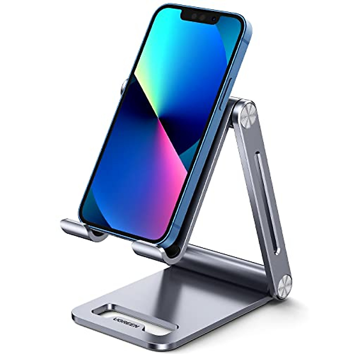 UGREEN Phone Stand for Desk Cell Phone Holder Adjustable Compatible with iPhone 14 13 12 Pro Max 11 XS Max XR X 8 Plus, Nintendo Switch, Aluminum Metal Desktop Phone Stand Portable, Space Grey