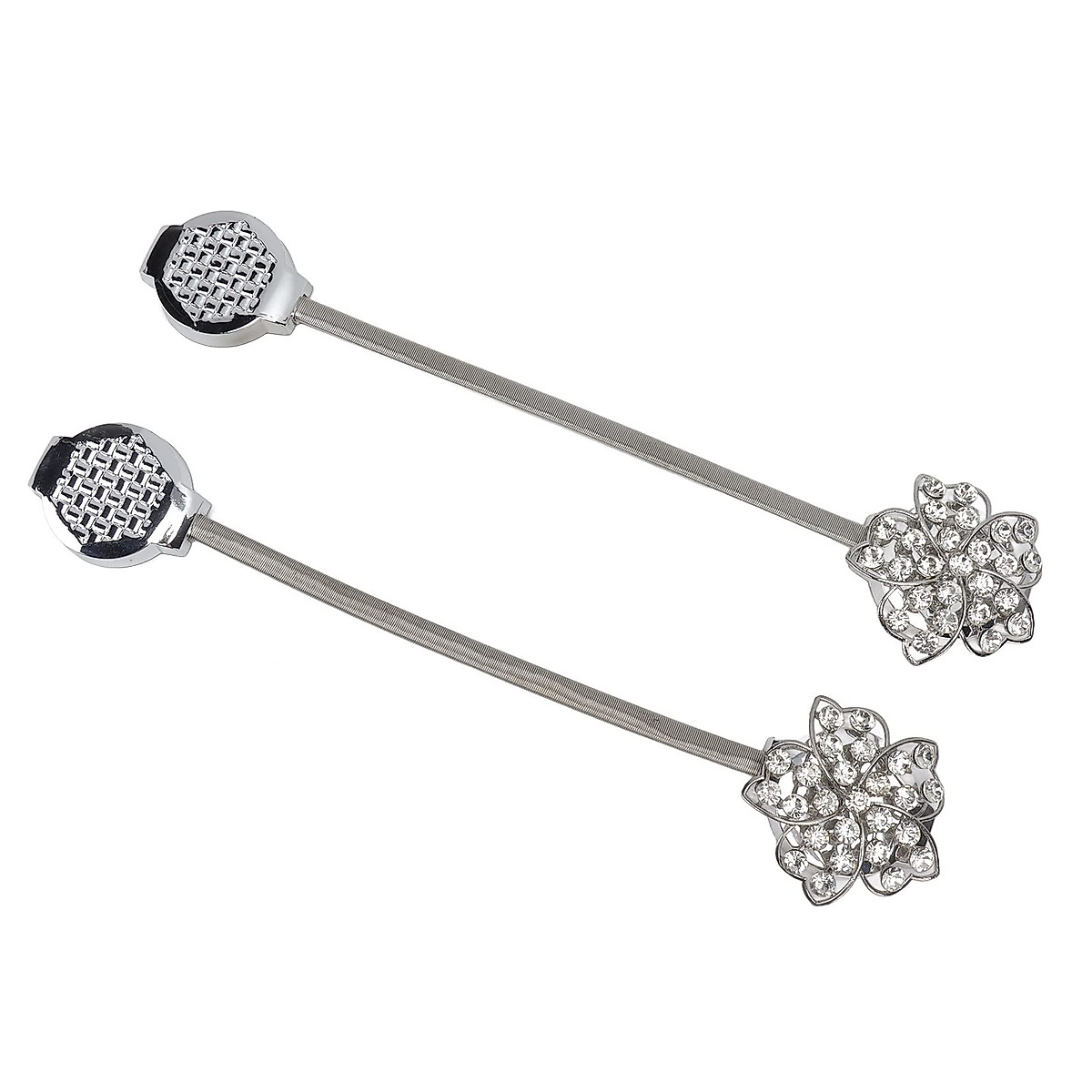 Marooma 2Pcs Magnetic Curtain Tiebacks, Sparkling Crystal Flower Curtain Buckle Clips, Convenient Drape Tie Backs Decorative Curtain Holdbacks Holder Curtain Tiebacks for Home.