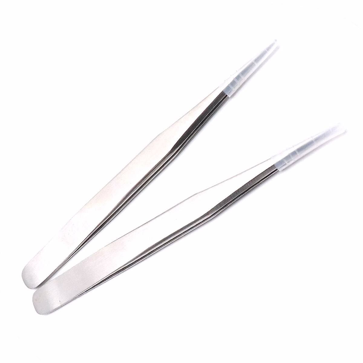 Xiaoyztan 2 Pcs Precision Tweezers Fine-Pointed Tip Metal Tweezers with Protective Sleeves for Crafts Jewelry Watch Clock Electronic Components Beading Repair
