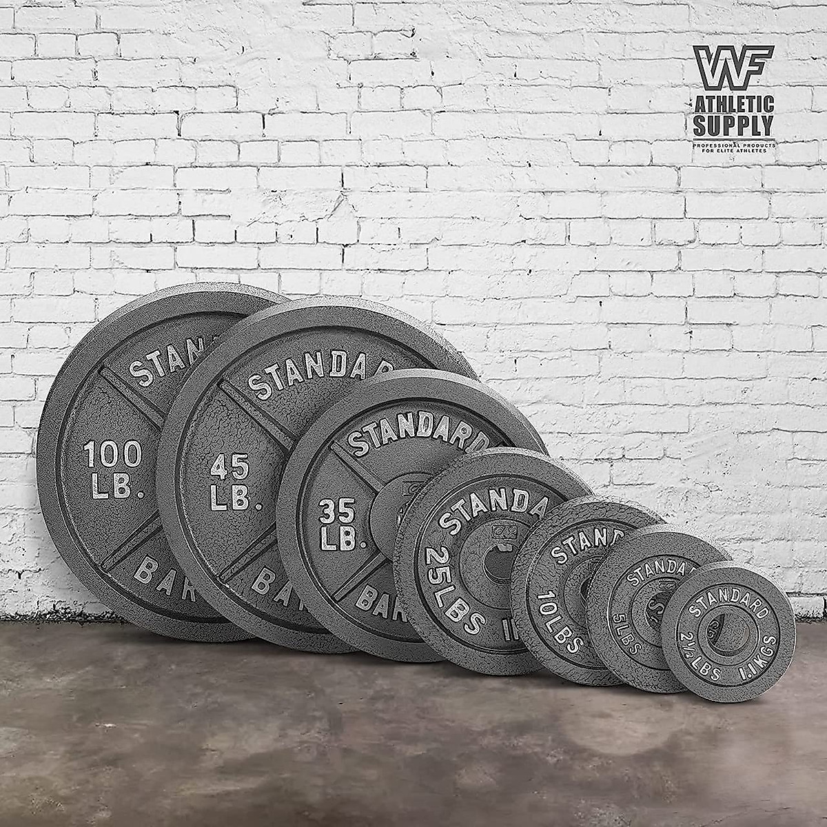 WF Athletic Supply 290lb & 300lb & 555lb Traditional/Classic Olympic Weight Plates Set with 7 ft. Olympic Barbell, Great for Strength Training, Weightlifting, Bodybuilding & Powerlifting