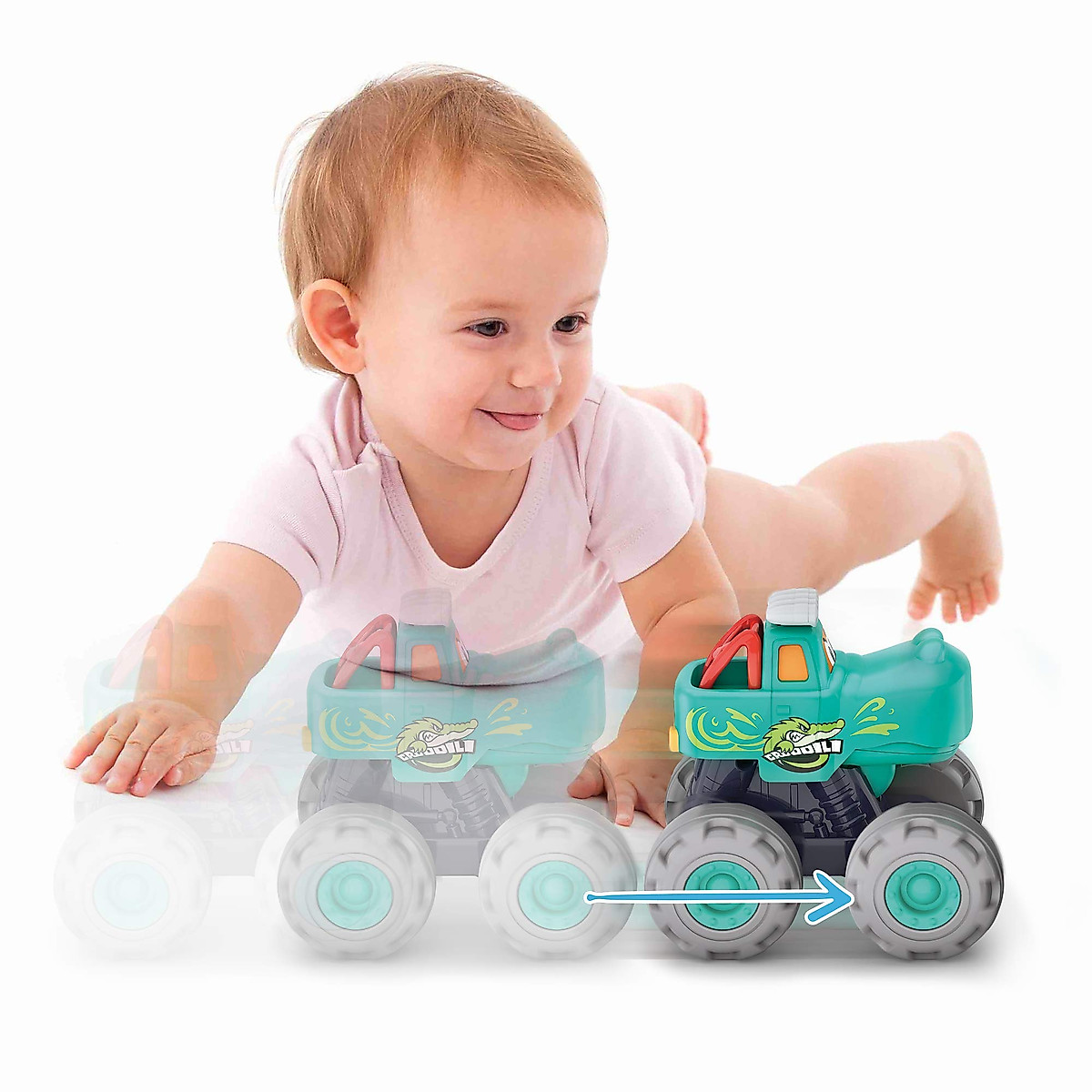 Crocodile Truck with Free Wheel Function – Monster Truck Toys for Boys, Girls, Babies, Toddlers – Strong and Sturdy with Big Wheels and Fun Character Face – from Age 12+ Months / 1 Year