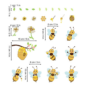 ufengke Wall Stickers Yellow Bee Wall Sticker Flowers Beehive Branch for Children's Room Living Room