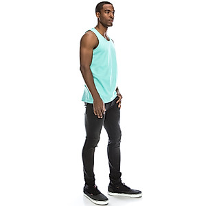 JC DISTRO Mens Premium Cotton Athletic Active Sports Jersey Tank Top Mint Large