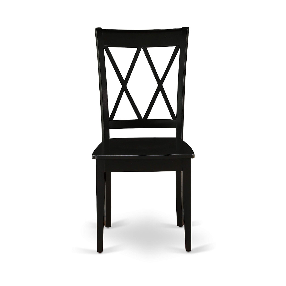 East West Furniture Clarksville Double X-back Kitchen Chairs in Black Finish (Set of 2)