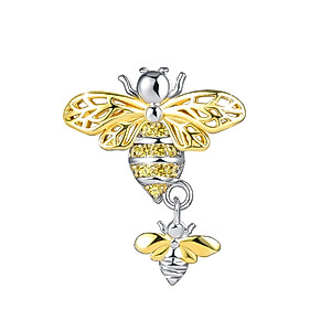 GMXLin Gold Plated Queen Bee Charm for Pandora Bracelets Mother and Daughter Son Insect Dangle Bead for Sister Mom Grandma Birthday Gift