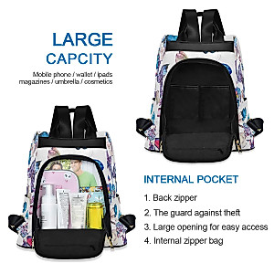 ALAZA Blue & Pink Butterfly Backpack Purse for Women Anti Theft Fashion Back Pack Shoulder Bag