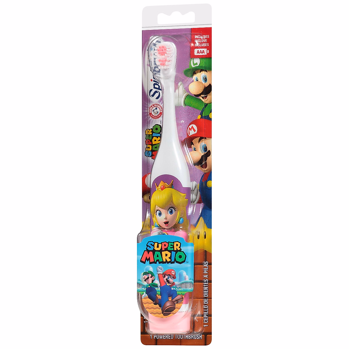 ARM & HAMMER Kid's Spinbrush Powered Toothbrush, Super Mario 1 ea (Pack of 4)