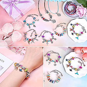 DIY Bracelet Making Kit for Girls, Thrilez 97Pcs Charm Bracelets Kit with Beads, Pendant Charms, Bracelets and Necklace String for Bracelets Craft & Necklace Making, Gift Idea for Teen Girls