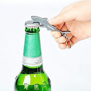 Munkees Shark Bottle Opener Keychain, Mini Ocean & Water Animal Key Rings, Small Pocket-Sized Sea Creature Key Chain Opens Beer, Caps, Cans & Bottlecaps