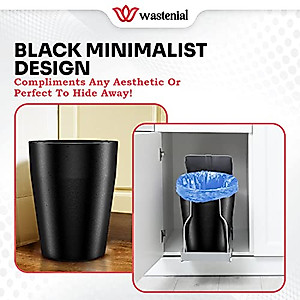 Wastenial 4pcs Plastic Round 1-Gallon Small Trash Can | Garbage Can Small, Wastebasket for Bathroom, Bedroom, Kitchen, Home Office, and Kids Room, Garbage Container Bin | Matte Black Trash Bin…