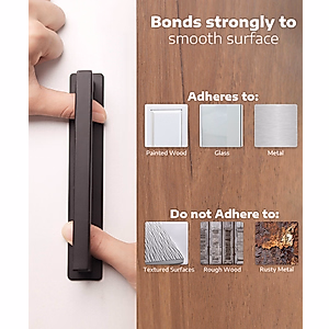 RVPEKUPE 2-Pack Adhesive Cabinet Handles Stick On Handle Self Stick Drawer Pulls No Drill Cabinet Pulls for Cabinet Closet Glass Sliding Shower Door Handle - 6", Black