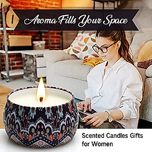 Scented Candles Gift Set, 8% Essential Oil, 4 Pack 4.4 oz Aromatherapy Candles, Stress Relief Gifts for Girlfriend, Teacher, Mom, Anniversary, Birthday