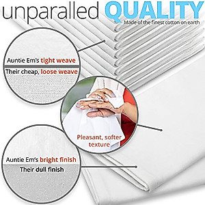 White Cotton Napkins Cloth 20 x 20 Oversized 100% Natural Bulk Linens for Dinner, Events, Weddings by Aunti Em's Kitchen, Set of 12