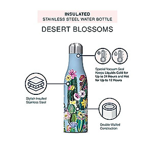 Studio Oh! WB100 Insulated Stainless Steel Water Bottle, 17 oz, Desert Blossoms