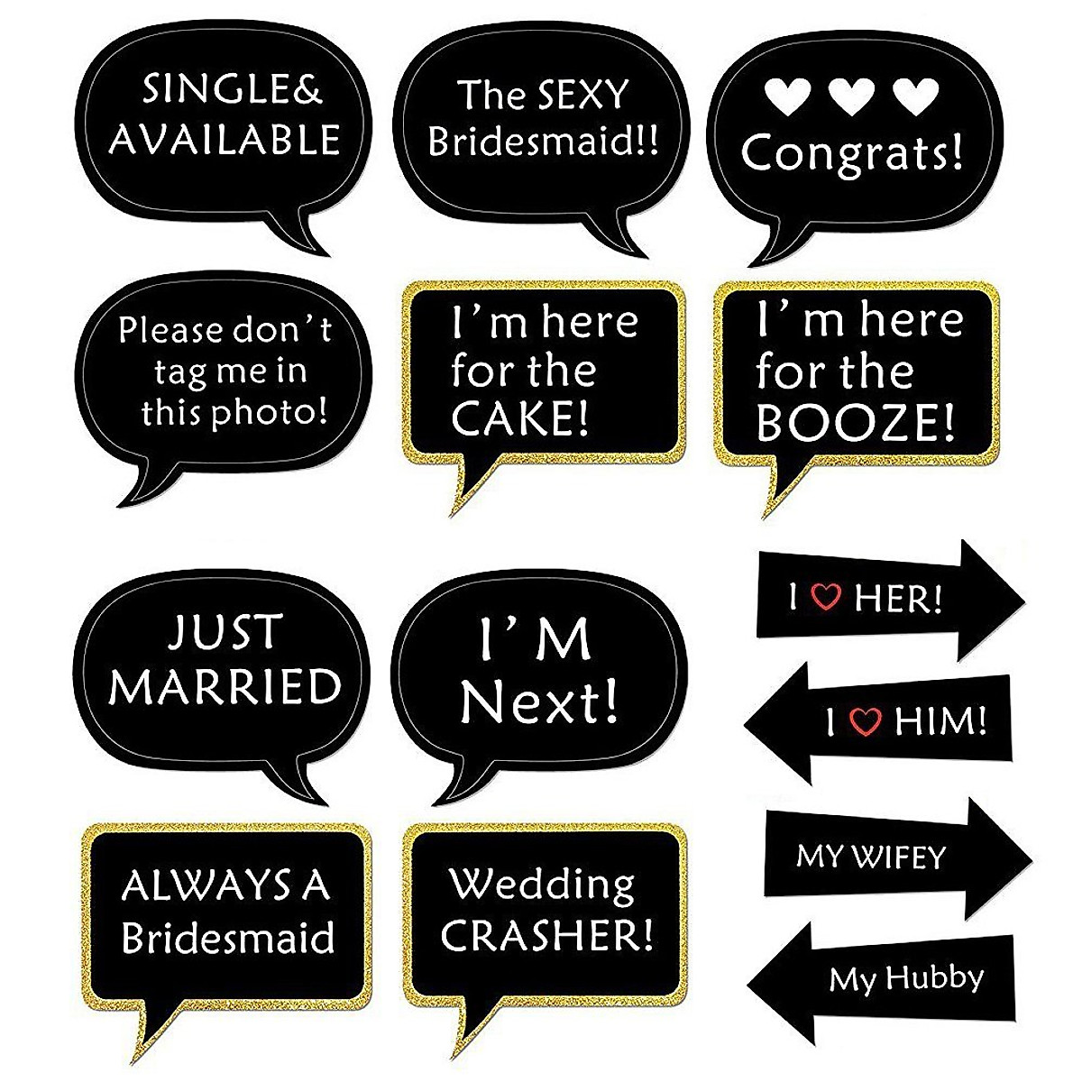 Kotbs 52pcs Wedding Photo Booth Props, Bachelorette Party Photo Booth Prop Kit for Bridal Shower, Engagement and Valentines Party, Photobooth Props Wedding Party Supplies