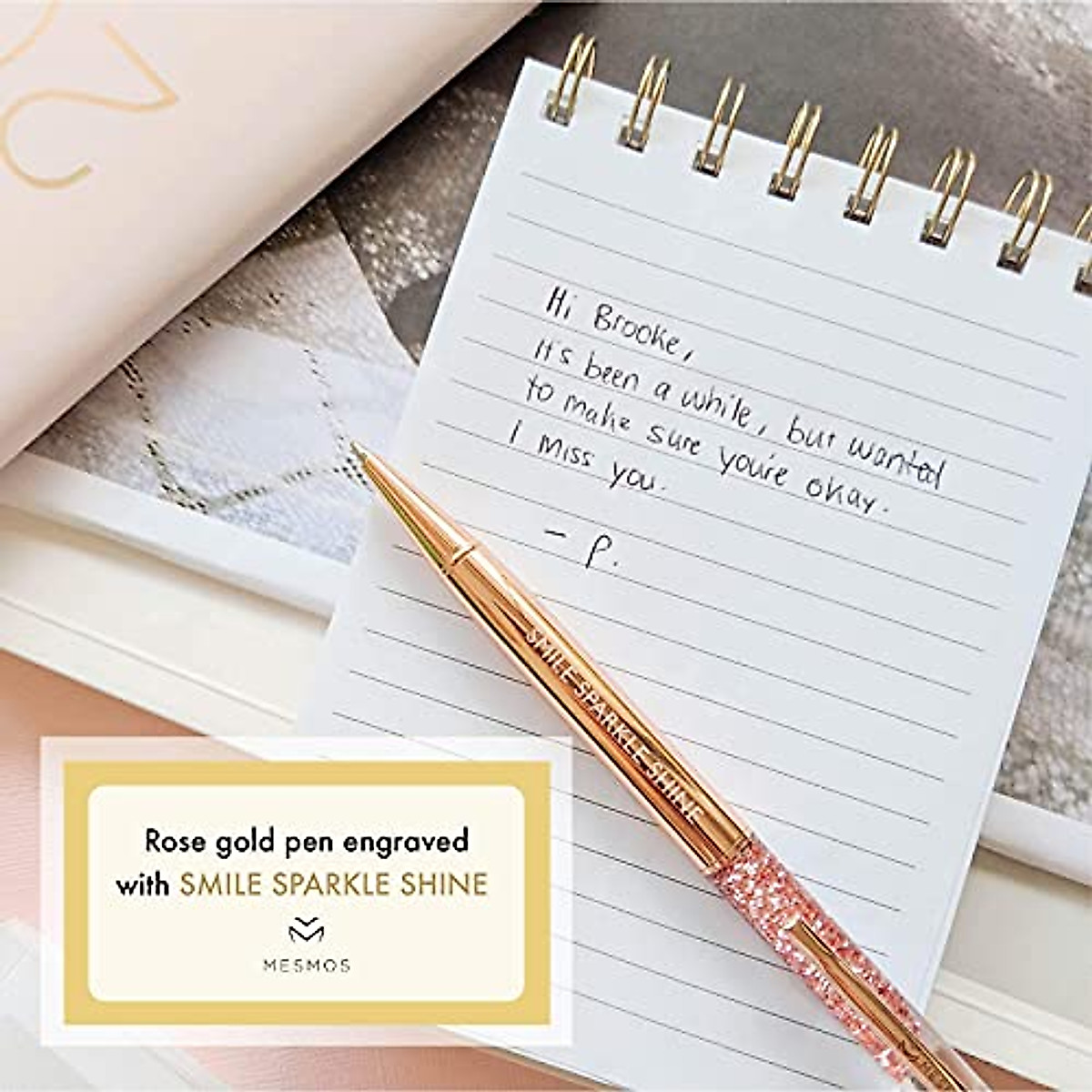 MESMOS Fancy Pens for Journaling, Boss Lady Gifts for Women, Gifts for Boss Women, Nice Pens for Women, Teacher Appreciation Gifts, Pretty Cute Pen Set, Inspirational Motivational Pens, Luxury Pens