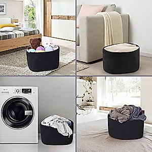 CASAVIDA Woven Baskets for Storage Set of 3, Cotton Rope Basket Storage Baskets for Organizing with Handles, Closet Soft Storage Baskets for Shelf Nursery Baby Laundry Bedroom Living Room