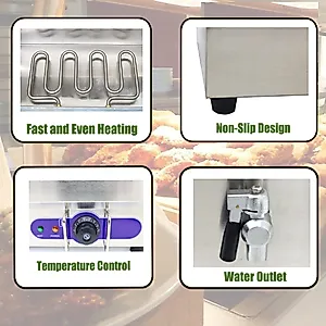 110V 5-Pan Commercial Food Warmer, 304 Stainless Steel Bain Marie Buffet Food Warmer, 1500W Electric Steam Table, 6inch Deep Adjustable Temp, for Restaurants, Catering and Parties