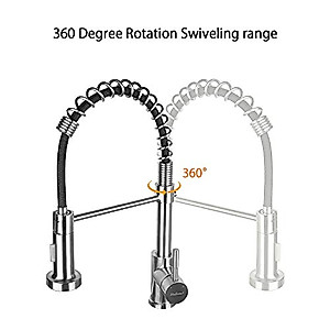 Single Handle Pull Down Spring Kitchen Faucet, Stainless Steel Brushed Nickel Kitchen Sink Faucet with Sprayer