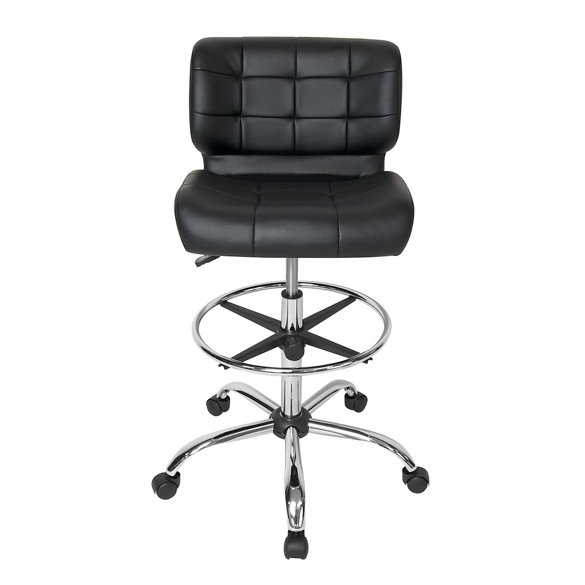 Studio Designs Black Crest Drafting Work Chair with Foot Rest - Adjustable Height - Contoured for Desk or Drafting Table