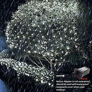 Outdoor String Lights 13.1X19.6Ft Net Bush Light Mains Powered Super Bright 660LED Fence Garden Net Light Plug in Remote Control,Clear Wire,Memory Built-in Timer Curtain Lights for Holiday,Home Decor