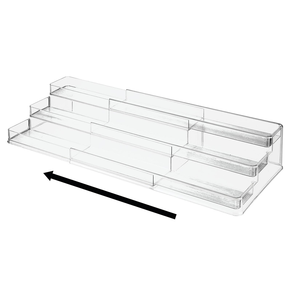 mDesign Large Adjustable, Expandable Plastic Vitamin Rack Storage Organizer Tray for Bathroom Vanity, Countertop, Cabinet - 3 Step Shelves - Holds Supplements, Medication - Clear