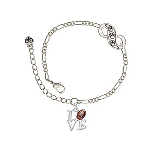 Delight Jewelry Silvertone Love with Football - Silver-tone Paw Infinity Link Chain Bracelet, 6"+2" Extender