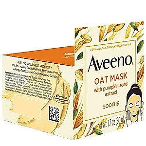 Aveeno Oat Face Mask with Soothing Pumpkin Seed Extract and Feverfew Extract, to Rebalance and Hydrate Skin, Paraben Free, Phthalate-Free, 1.7 oz