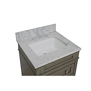 Eleanor 24-inch Bathroom Vanity (Carrara/Weathered Gray): Includes Weathered Gray Cabinet with Authentic Italian Carrara Marble Countertop and White Ceramic Sink