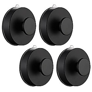 ABTIABGY Suction Cup Hooks for Shower, Bathroom, Kitchen, Glass Door, Mirror, Suction Hook Holder for Hanging up to 12 lbs Glass Shower Door Hook Waterproof & Rustproof Black (4-Pack)