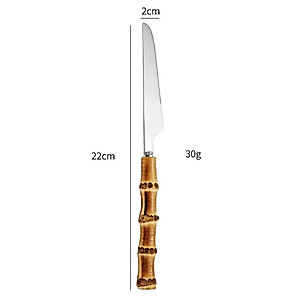 Natural bamboo handle cutlery western steak knife and fork spoon creative cake dessert spoon and fork set (cutlery)