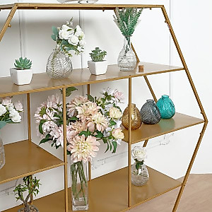 Efavormart 4ft Large Gold Metal Hexagonal Cake Dessert Display Stand, Wedding Arch Backdrop, Balloons Rack, Modern Bookcase