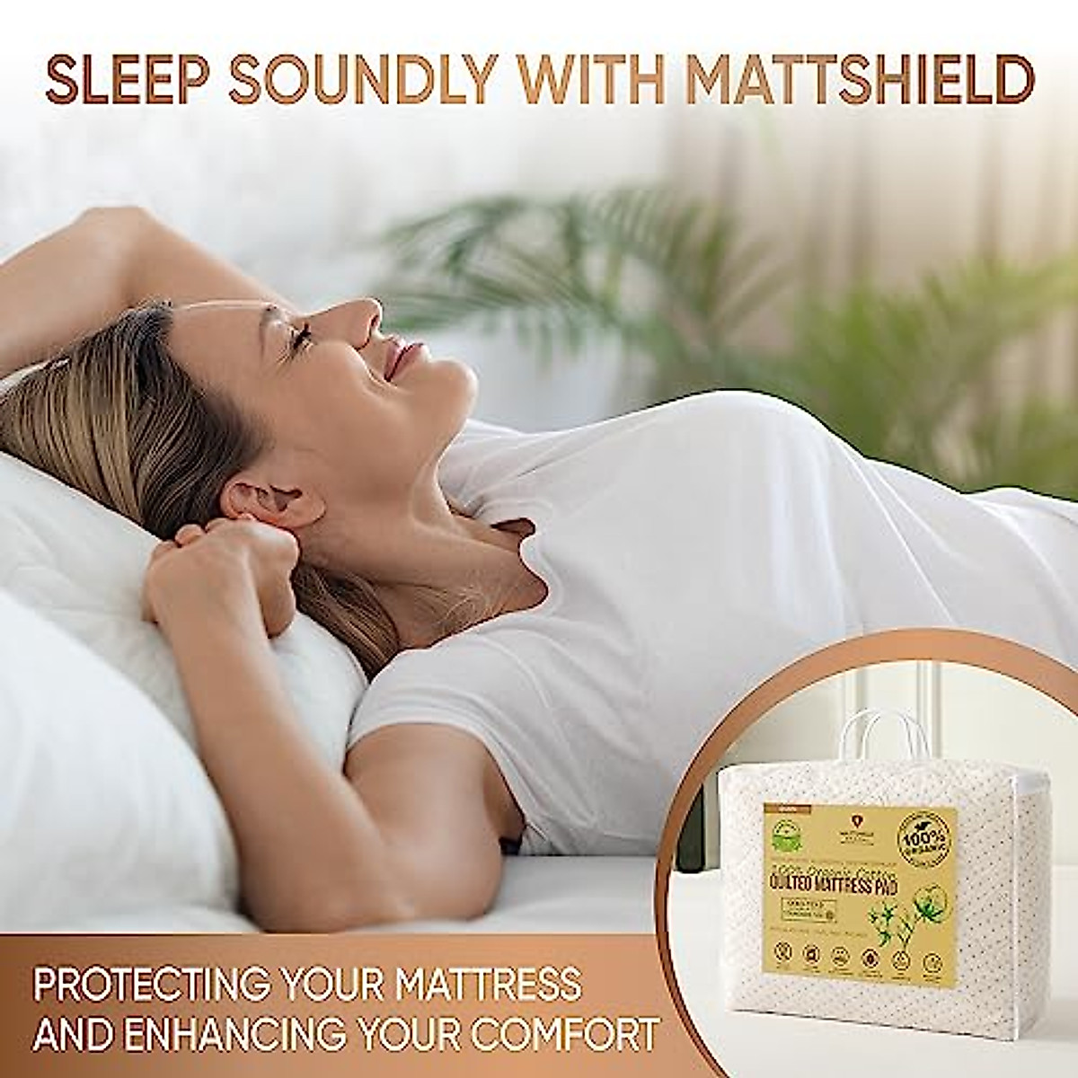 Luxury Quilted Waterproof Organic Mattress Pad Protector California King 100% Organic Cotton Hypoallergenic Breathable Mattress Pad Cover - Premium 380 GSM Comfort - Fitted Allergy Shield