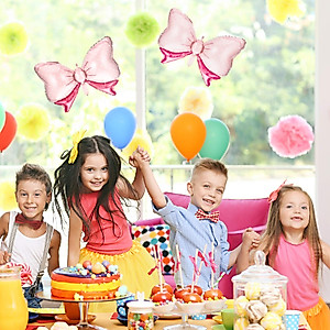 12 Pieces Bow Balloons Mouse Party Decoration Bowtie Pink Balloon Jumbo Bow Foil Balloon Polka Dots Bow Foil Mylar Balloons for Wedding Bridal Shower Gender Reveal Balloon Party Decoration