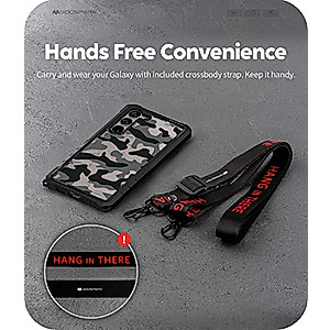 GOOSPERY Z Bumper Crossbody Compatible with S23 Plus Case [Strap Included] Shock Absorbing Dual Layer Structure TPU Edge Crystal Clear PC Cover with Shoulder Strap Outdoor Design, Camo