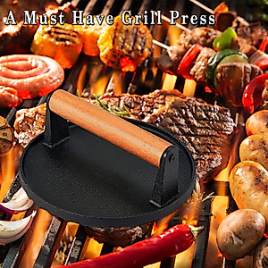 Griddle Accessories Kit for Blackstone, Cast Iron Grill Press, 12-Inch Round Melting Dome(304 Stainless Steel), Squeeze Bottles with Egg Rings, Perfect for Flat Top Grill Indoor Outdoor