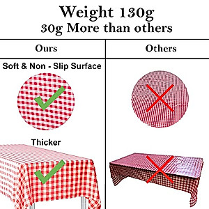 Sonluma 6 Pack 108" X 54" Red Checkered Premium Disposable Plastic Tablecloth for 8ft Long Rectangle Tables, Waterproof Covers for Indoor or Outdoor Events & Parties