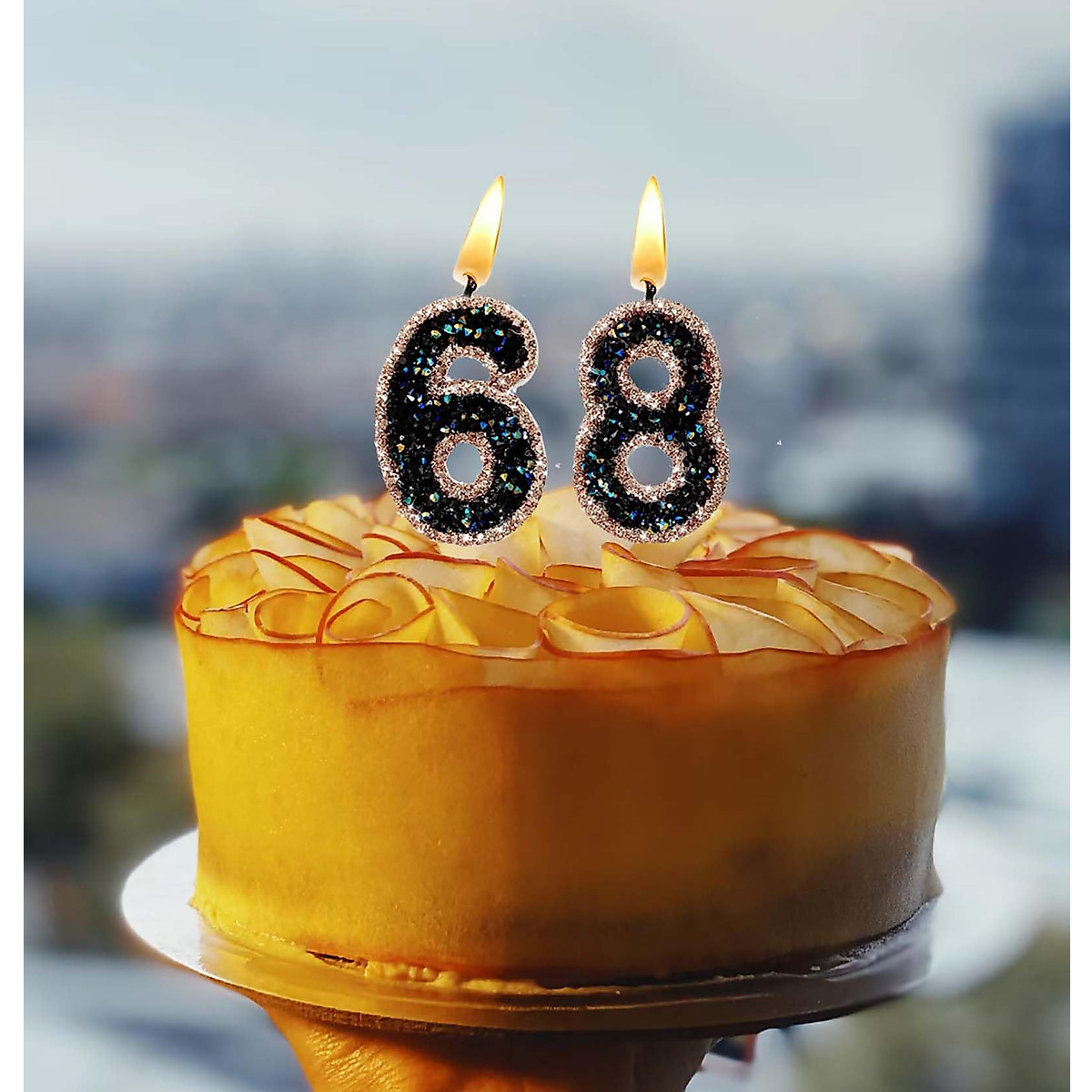 2.8" Blue Black Glitter Number Candles-Many Colors 37th 73rd Birthday Gifts Birthday Decorations Birthday Candles Numbers Happy Birthday Candles for Cake 2 Candle for Women for Men (Blue Black)