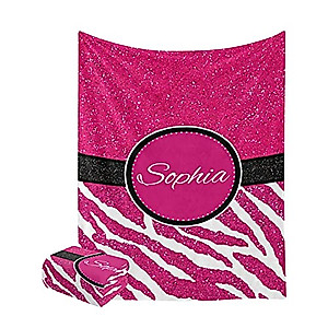 Pink Zebra Stripes Printing Personalized Blankets Throw Bed Sofa Couch Blankets Traveling Camping Hiking Soft Cozy 60 x 80 Inch