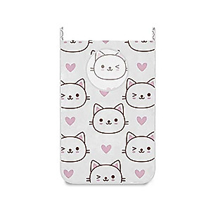 DOMIKING Hanging Clothes Hamper Laundry Basket - Cute Cats Door Hanging Laundry Bag for Holding Dirty Clothes Space Saving